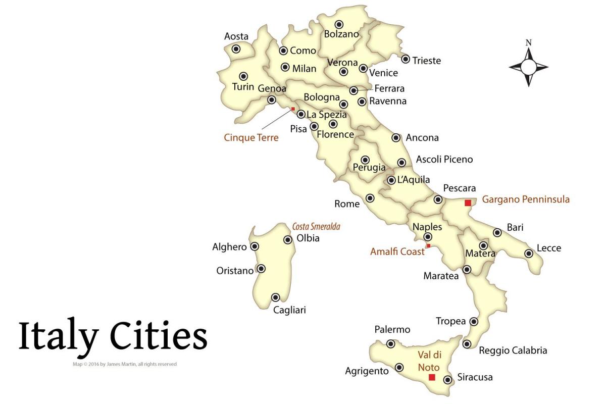 Italia mapa de destinos turísticos - mapa Turístico de Italia, con ...